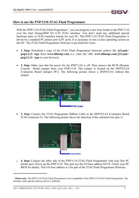 How to use the PNP/1110 JTAG Flash Programmer - DIL/NetPC