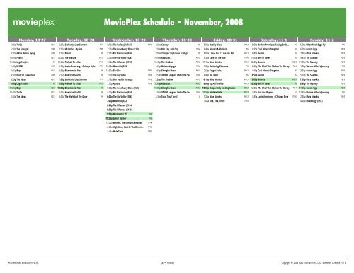 MoviePlex - November, 2008 Schedule - Starz