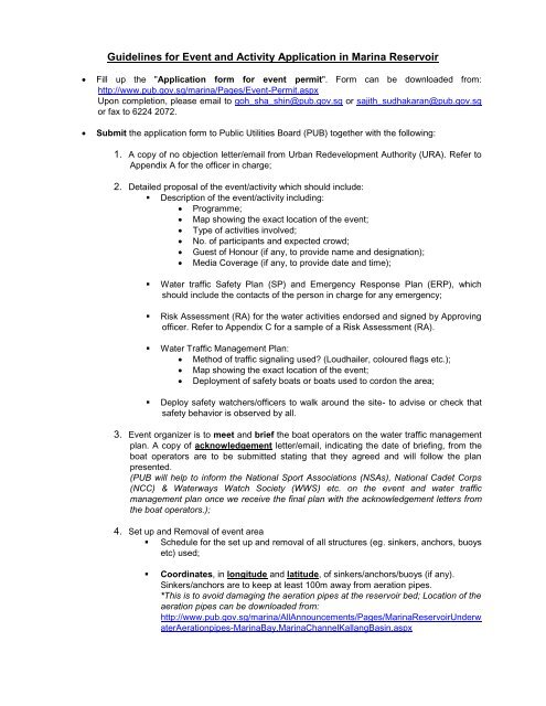 Guidelines to Application for Event Permit - PUB