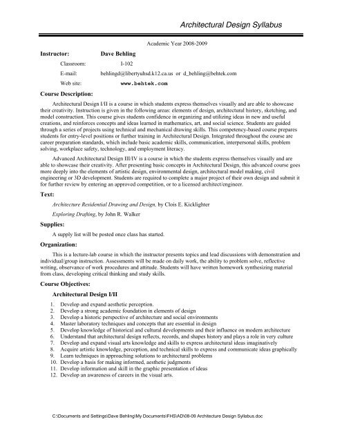 Architectural Design Syllabus - Mr. Behling's Web