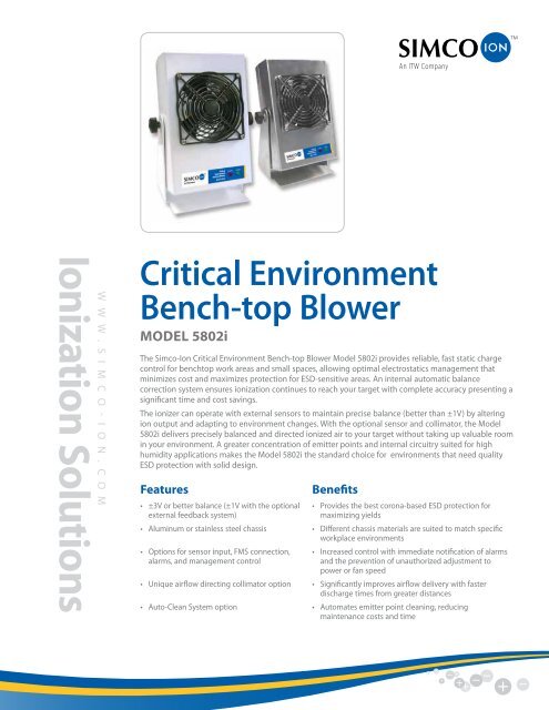 critical Environment Bench-top Blower model 5802i - Eurostat Group