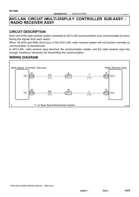 avc-lan circuit (multi-display controller sub-assy ... - Highlander Club