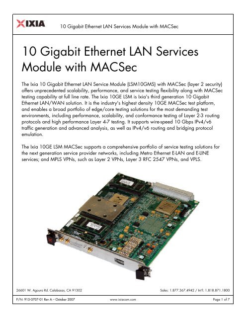 10 Gigabit Ethernet LAN Services Module with MACSec - Ixia
