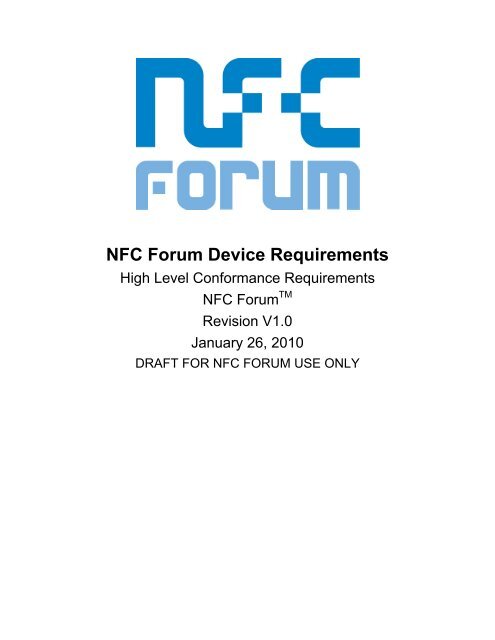 NFC Forum Device Requirements - NFC Forum Certification