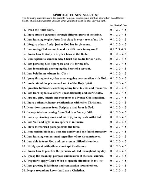 Spiritual Fitness Self-Test - Oak Pointe Church