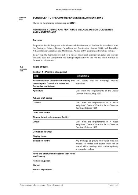 schedule 1 - Victoria's Planning Schemes