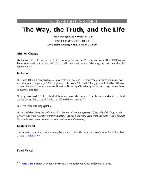 The Way, the Truth, and the Life - Solomons Temple Church