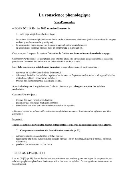 Les chants et comptines au service de la conscience phonologique