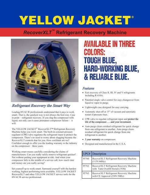 Spec Sheet - Yellow Jacket