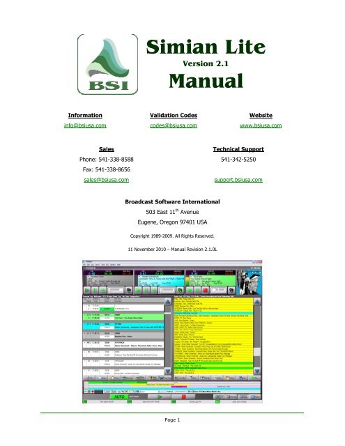 in Simian - Broadcast Software International