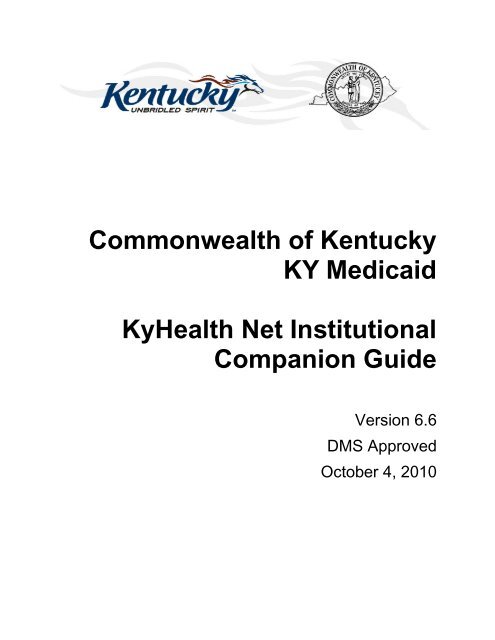 Commonwealth of Kentucky KY Medicaid KyHealth ... - Kymmis.com