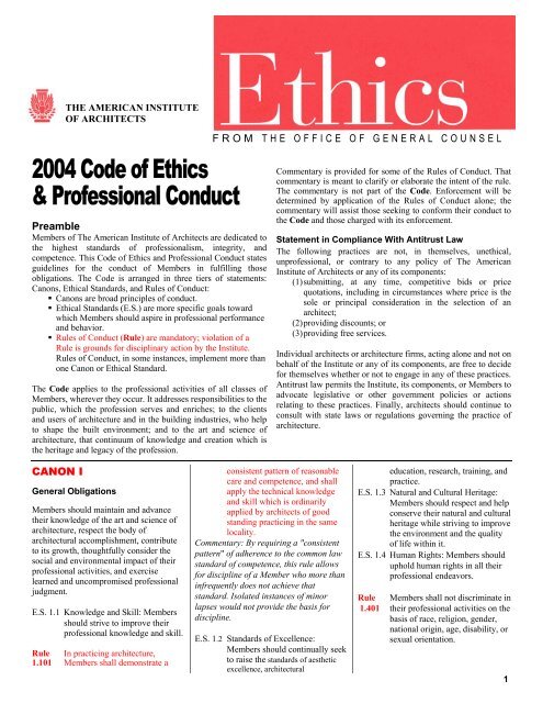 AIA Code of Ethics - Architectural Record