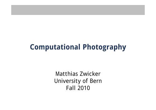 09 Panoramas.pdf - Computer Graphics Group 09 Panoramas.pdf - Computer Graphics Group
