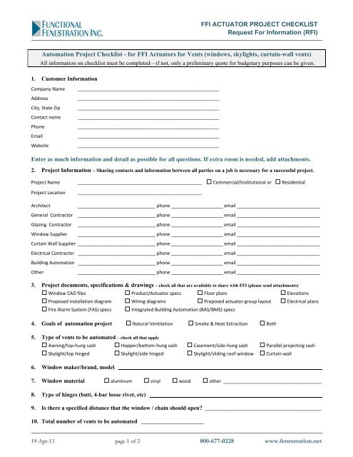 Functional Specification Checklist