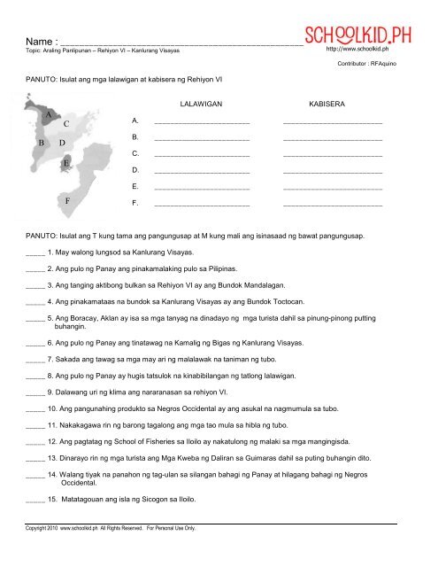 Rehiyon VII - Gitnang Visayas - RFA - 1 - Schoolkid.Ph