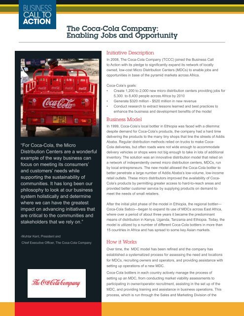 The Coca-Cola Company - Business Call to Action