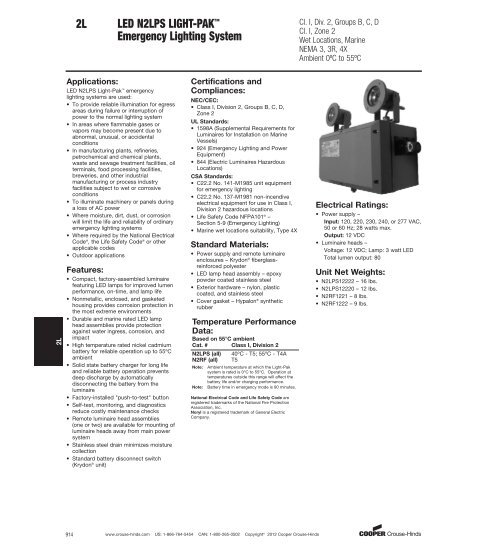 LED N2LPS LIGHT-PAK™ Emergency Lighting System 2L