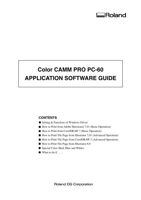 Color CAMM PRO PC-60 APPLICATION SOFTWARE GUIDE
