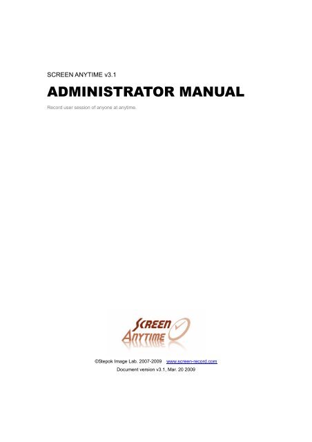 Screen Anytime Administrator Manual v3 - Screen Recorder