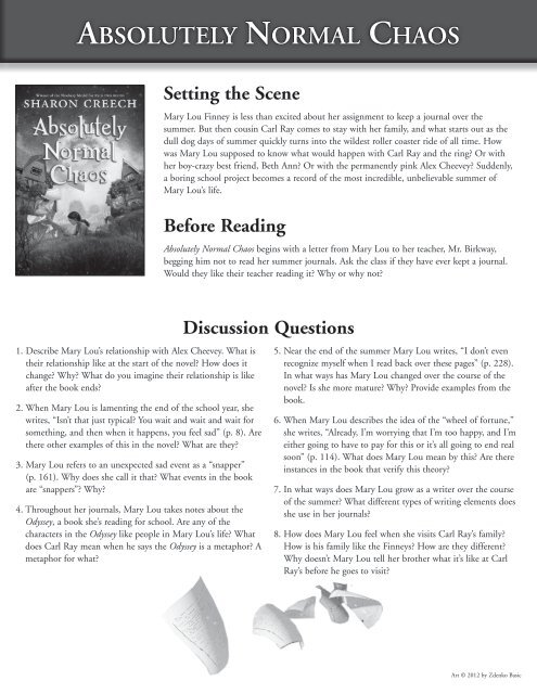 ABSOLUTELy NORMAL CHAOS - Sharon Creech