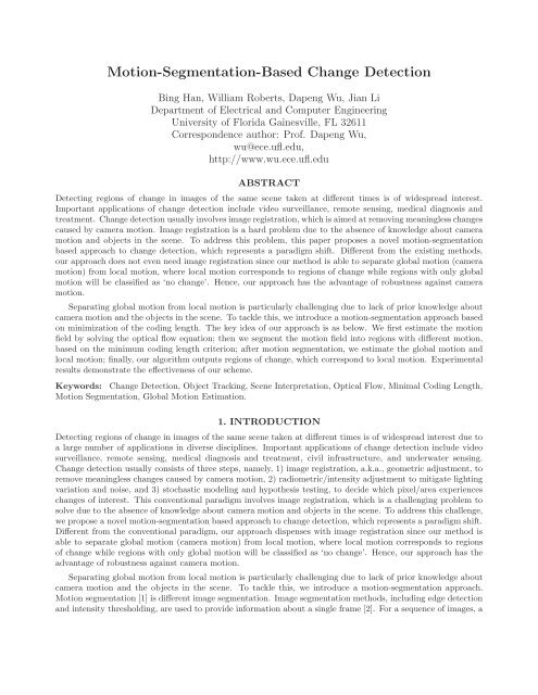 Motion-Segmentation-Based Change Detection - Dapeng Oliver Wu ...