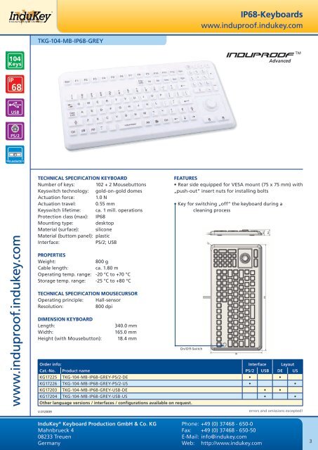 IP68-Keyboards - Sensor Medical