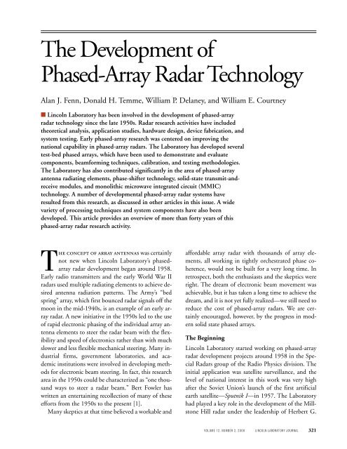 The Development of Phased-Array Radar Technology