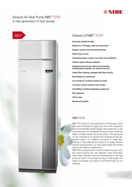 NIBE F370 exhaust air heat pump leaflet