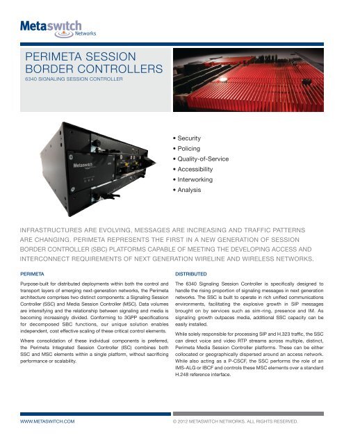 PERIMETA SESSION BORDER CONTROLLERS - Metaswitch