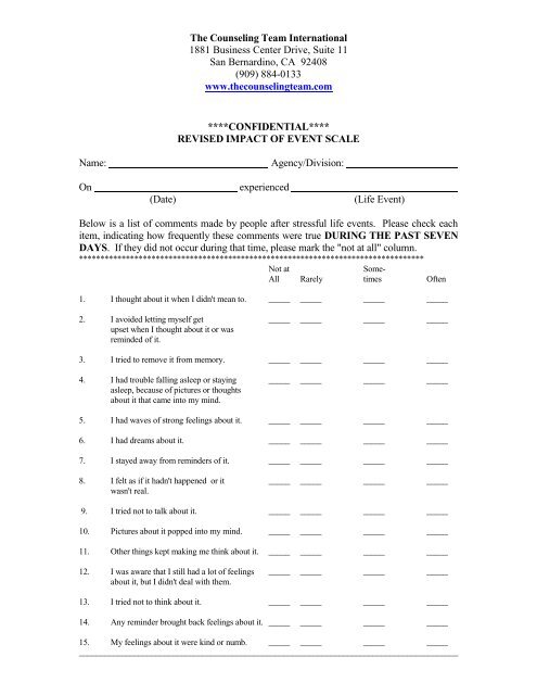 Impact of Event Scale - The Counseling Team International