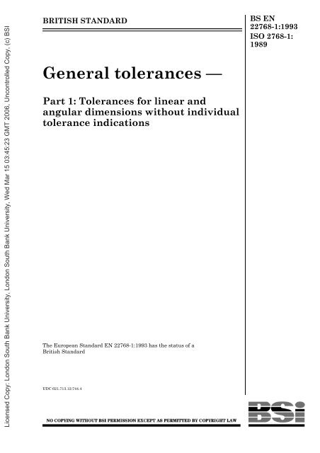 General tolerances — Part 1 - Sande Casting.
