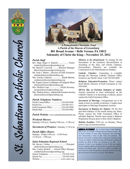 Bulletin - Ordinary Time 33 - Saint Sebastian Catholic Church - Belle ...