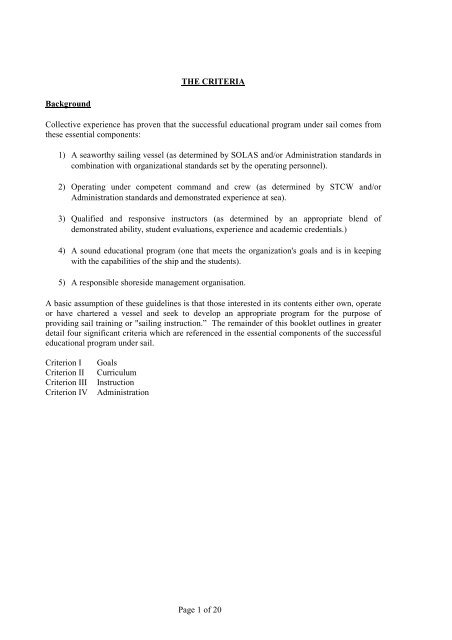 Sail Training Programme ASTA - Sail Training International