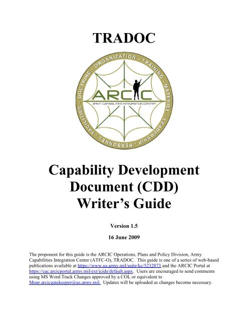 Capability Development Document Cdd Writers