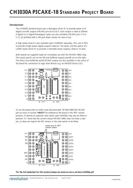 CHI030A PICAXE-18 STANDARD PROJECT BOARD