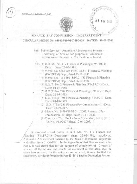 Govt. Circular memo No 038035/199/PC-II/ 2008 ... - Seri.ap.gov.in