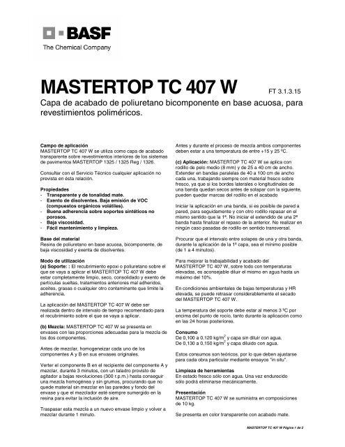 MASTERTOP TC 407 W - Basf