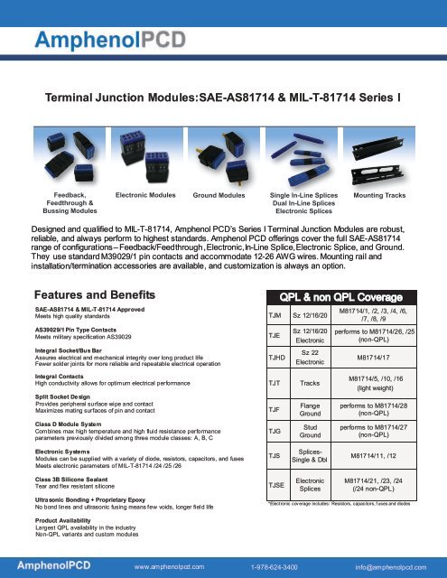 MIL-T-81714, Series 1 datasheet - Amphenol PCD
