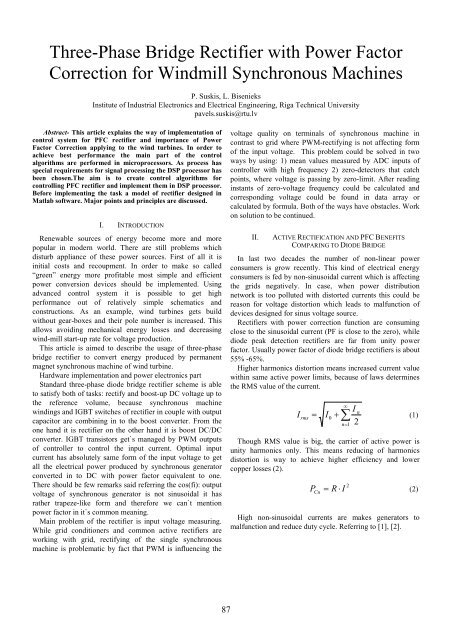 Three-Phase Bridge Rectifier with Power Factor Correction