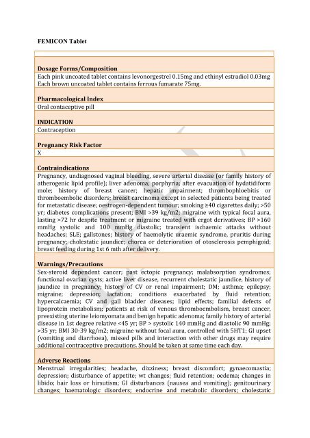 FEMICON Tablet - Lomus Pharmaceuticals Pvt. Ltd.