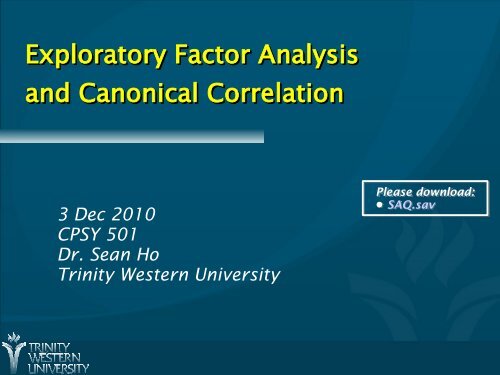 Exploratory Factor Analysis and Canonical Correlation