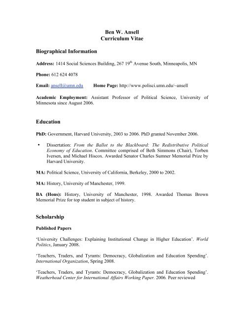 Political Science Resume