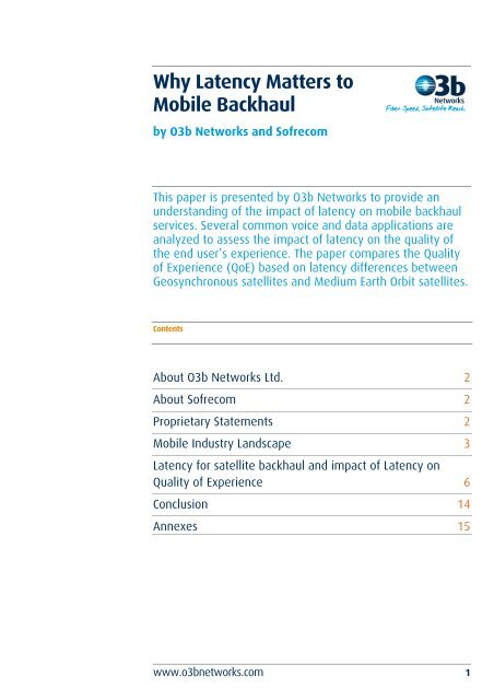 Why Latency Matters to Mobile Backhaul - O3b Networks