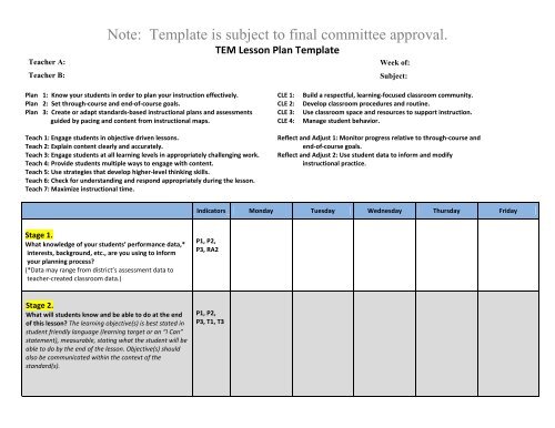 TEM Lesson Plan Format