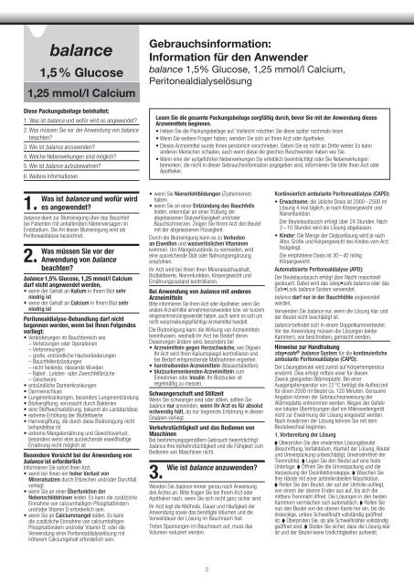 Gebrauchsinformation Balance-LÃ¶sungen - Fresenius Medical Care