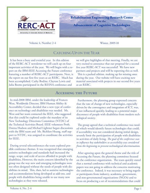 Catching Up on the Year Accessing the Future - RERC-ACT