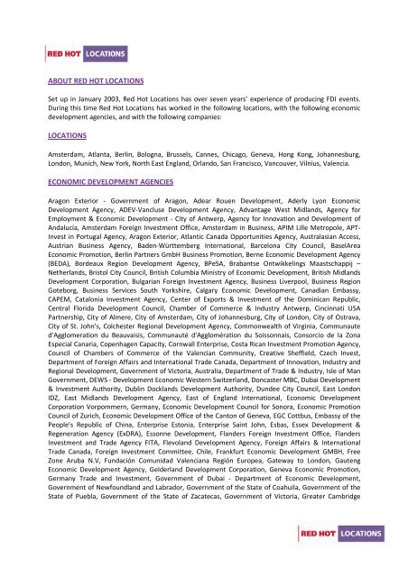 about red hot locations locations economic development agencies