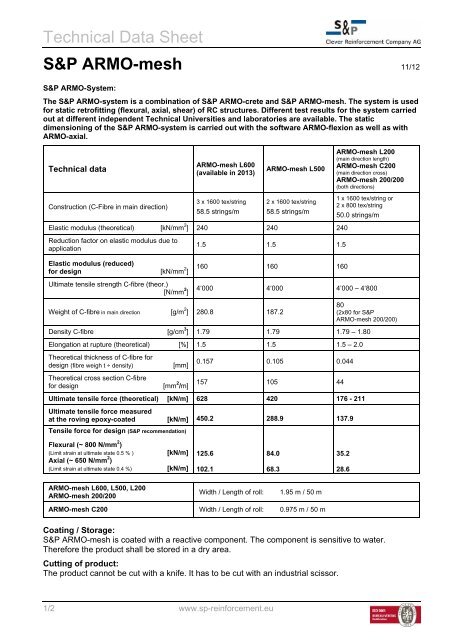 Technical Data Sheet S&P ARMO-mesh