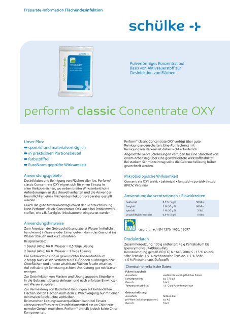 perform® classic Concentrate OXY - Schülke & Mayr