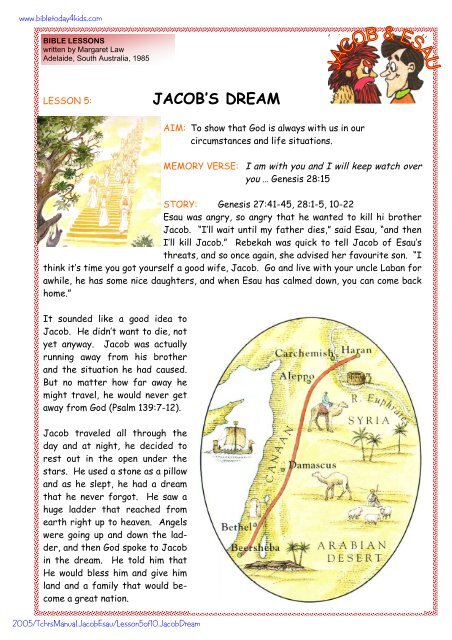Lesson 5: Jacob's Dream - Free Bible Lessons - Home
